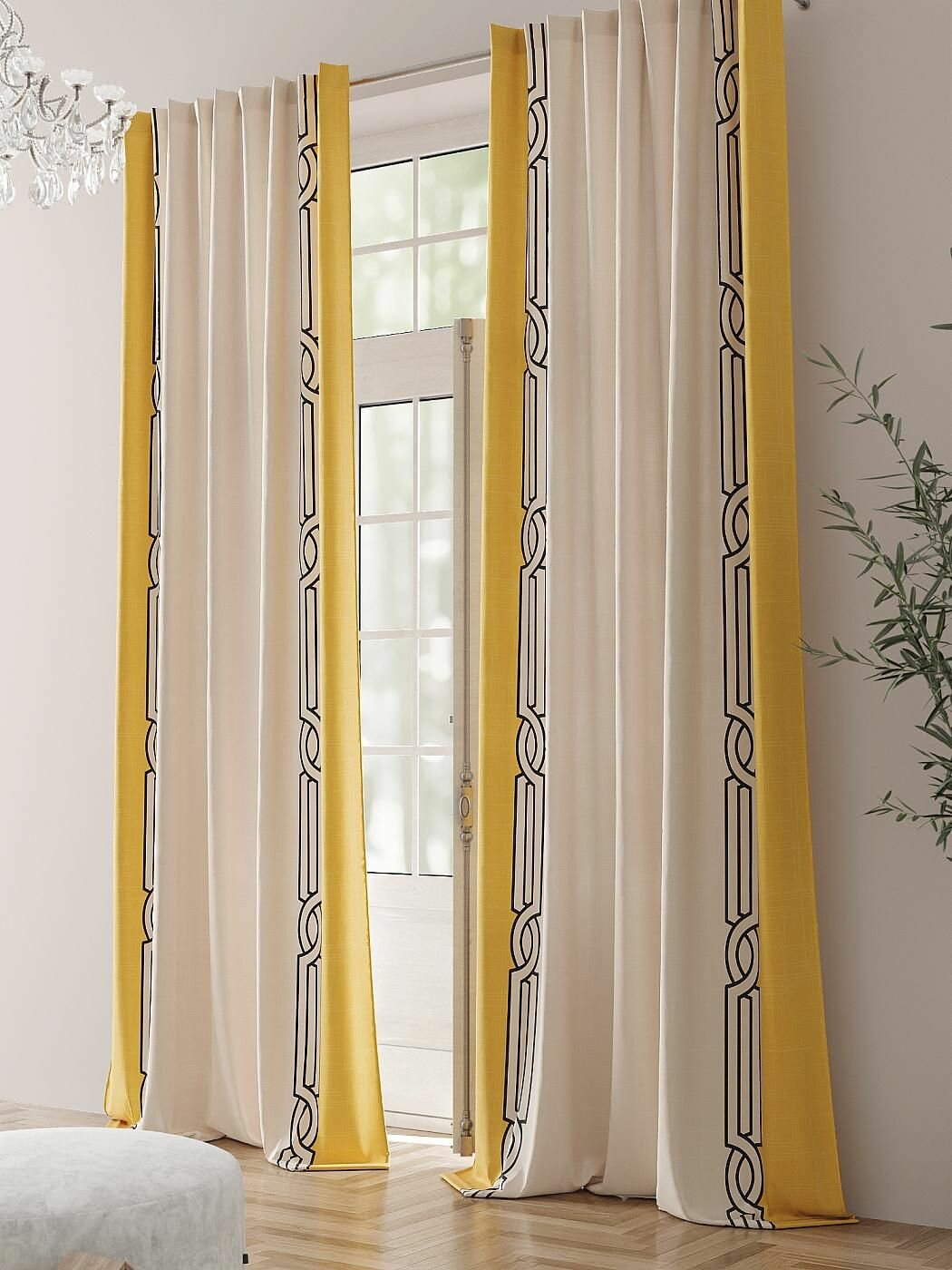 Комплект штор Comfy Way / шторы в комнату 150х230 см 2 шт / занавески Алюрнс (желтый)