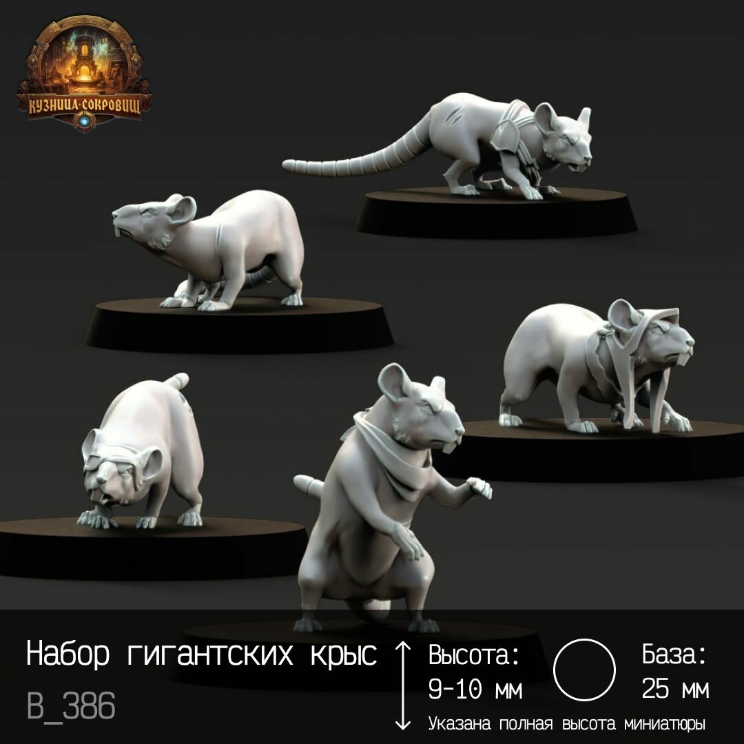 Набор миниатюр Гигантские крысы Dnd / Warhammer