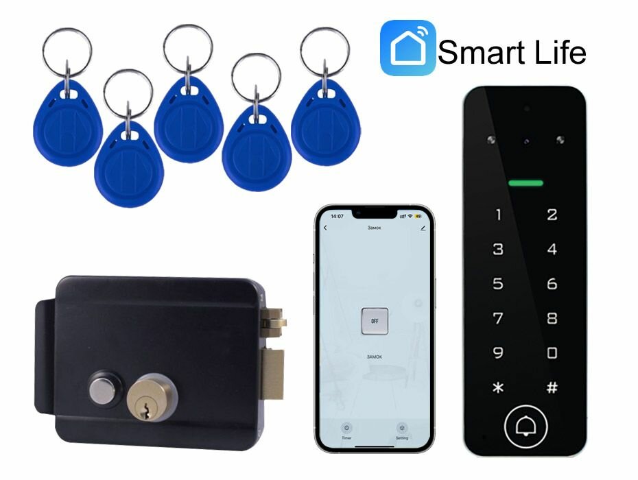 Видео звонок WiFi SmartLife+кодовой панелью и электронным замком