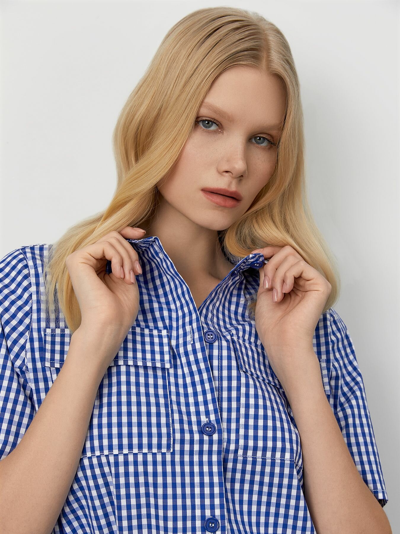 Блуза JUST CLOTHES Весна-лето 2025, размер 46, голубой — фото 1