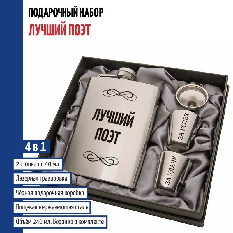 Набор "Лучший поэт" (фляжка, стопки, воронка)