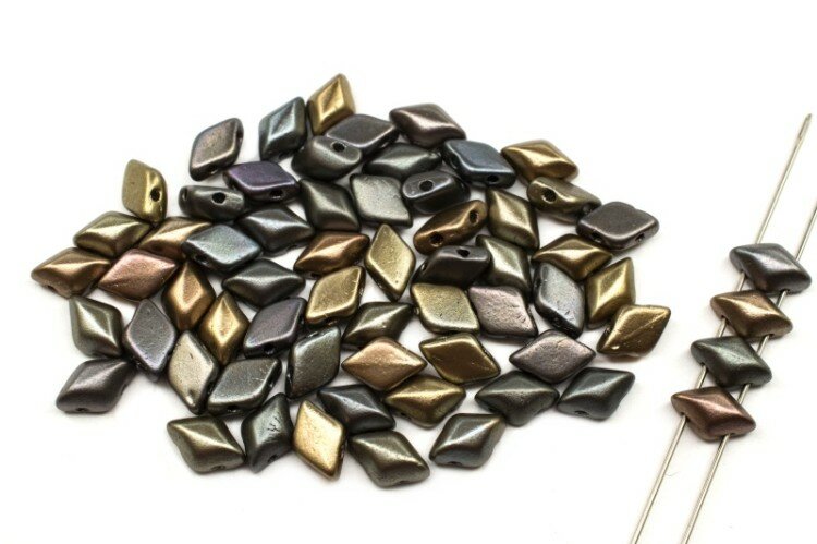 Бусины GemDuo 8х5мм, отверстие 0,8мм, цвет 00030/01670 серый ирис матовый, 709-093, 10г (около 64шт)