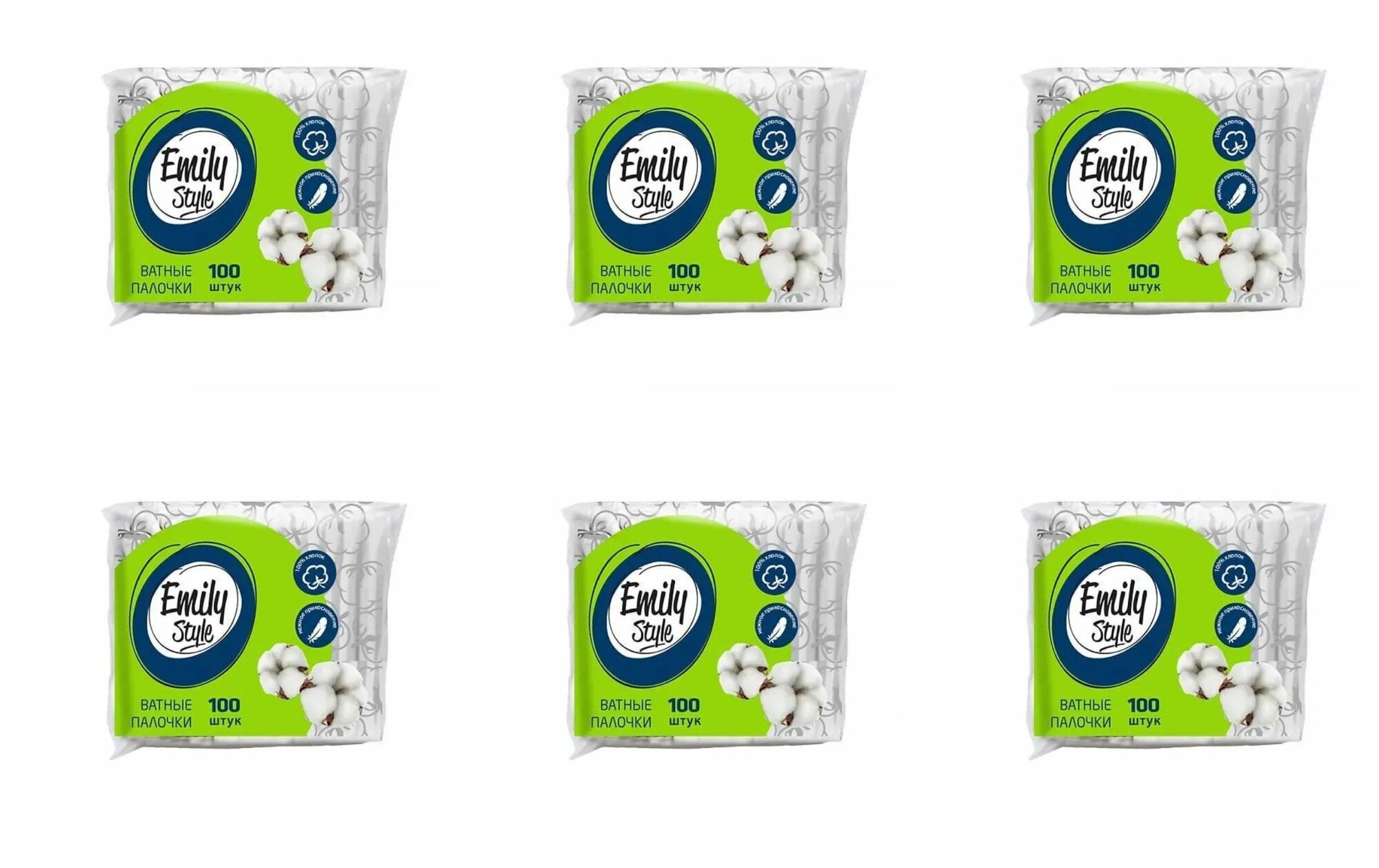 Emily Style Ватные палочки, 400 шт, 6 уп