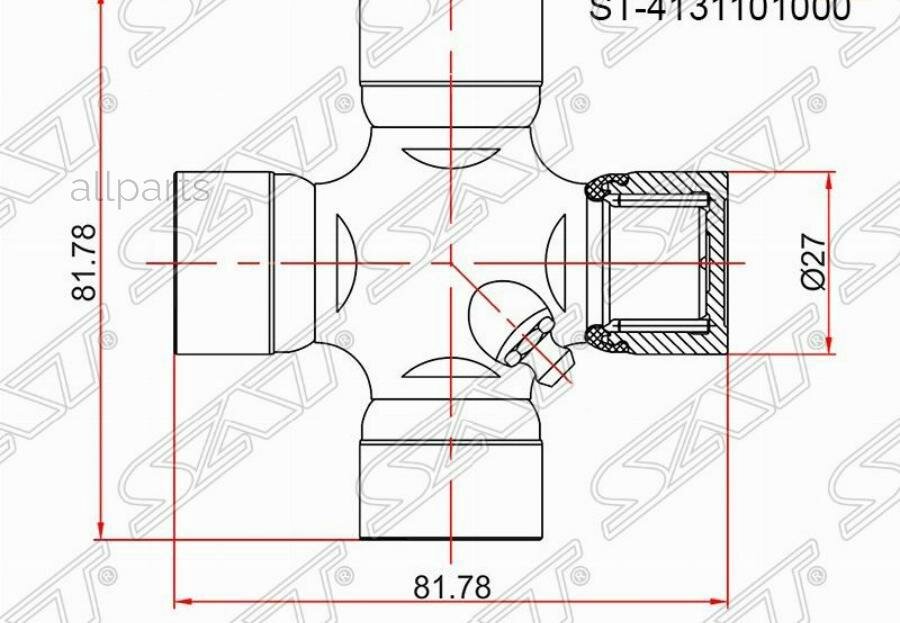 SAT ST-4131101000 Крестовина SSANG YONG ACTYON 01-09/KYRON 05-12/REXTON 02-12