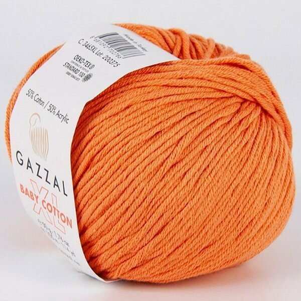 Пряжа Gazzal BABY COTTON XL 3465 яр. персик (5 мотков)