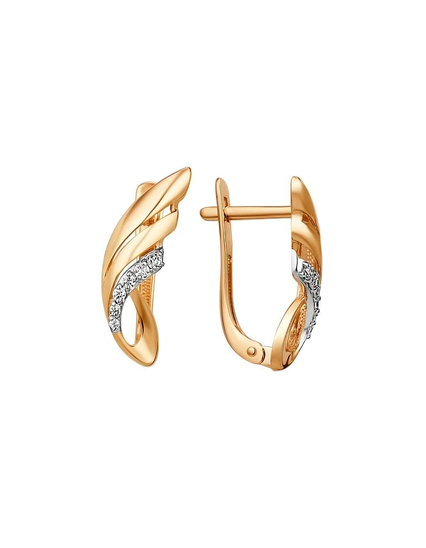 Серьги, красное золото, 585 проба, фианит