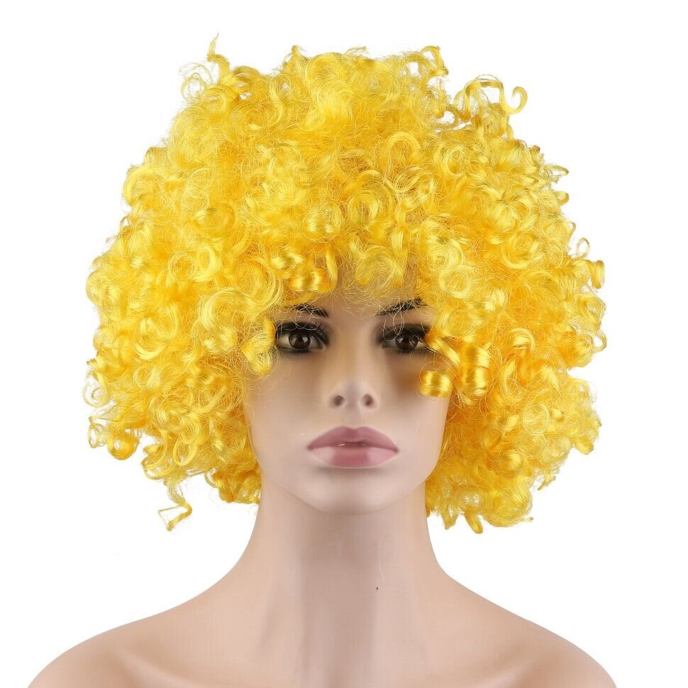 Парик карнавальный, 120 гр, Кудряшки, Желтый, 1 шт.