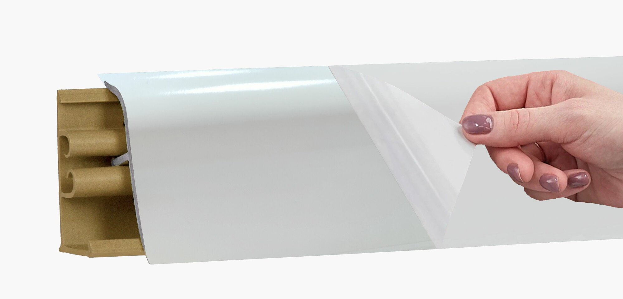 Плинтус для столешницы Korner LB38 с кабель-каналом мягкий край 38х24x3000 мм ПВХ, Белый глянец -1 шт