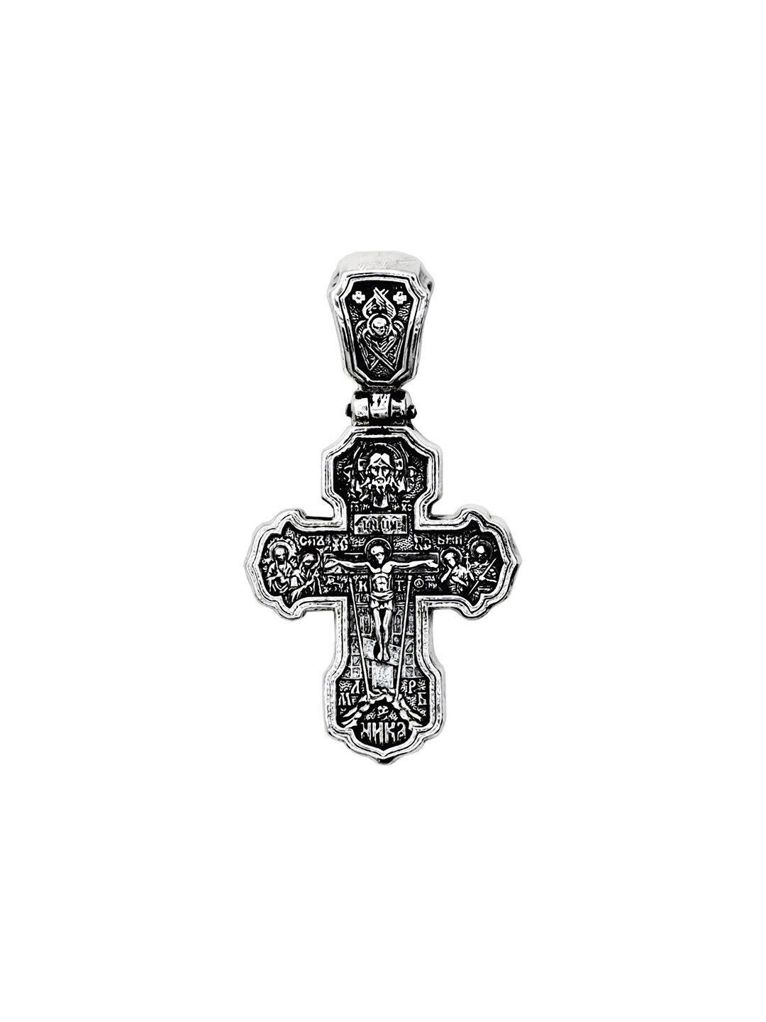 Крестик Малахит, серебро, 925 проба, оксидирование