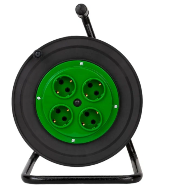 Удлинитель эл. на катушке 30м/4роз. с/з (ПВС 3х1,0), 10А, 2500Вт