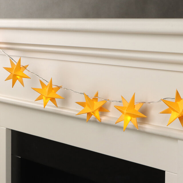 Светодиодная гирлянда Звезда: Yellow Riegel 1.7 м, 10 теплых белых LED ламп, прозрачный ПВХ, на батарейках, IP20, Sigro, 83-3602