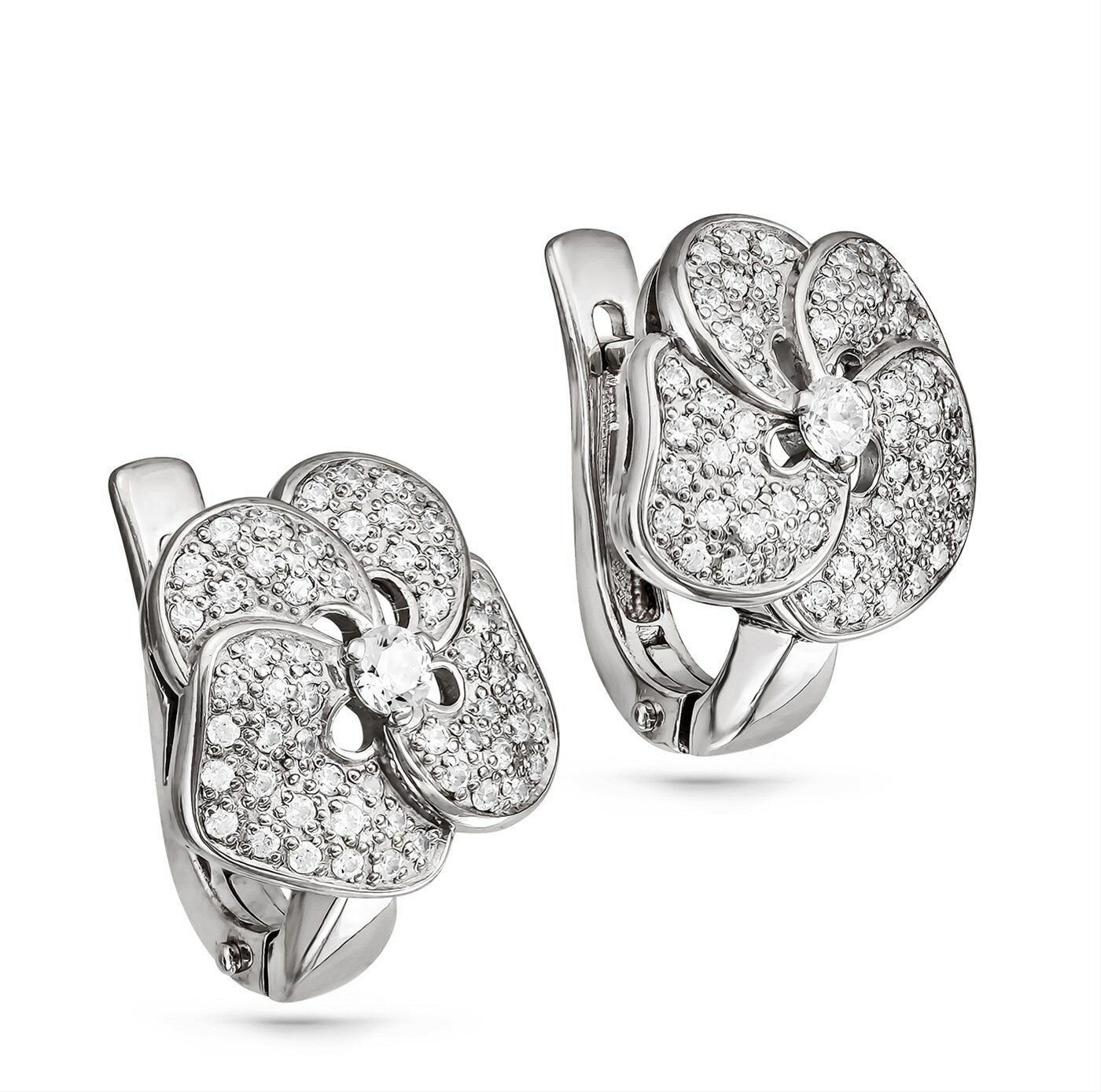 Серьги, серебро, 925 проба, фианит