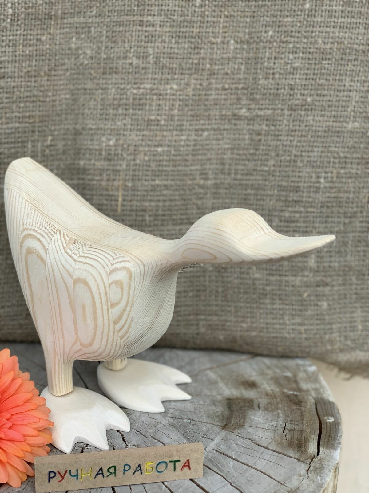Гусь из натурального дерева 34 х 20 см . Ручная работа.