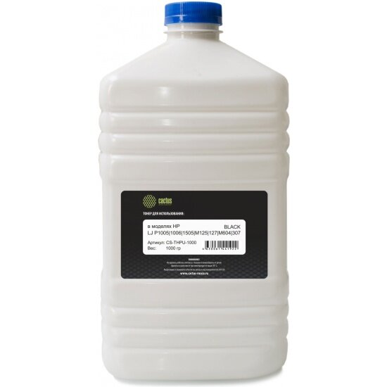 Тонер Cactus CS-THPU-1000 черный флакон 1000гр. для принтера HP LJ 1010/1012/1015