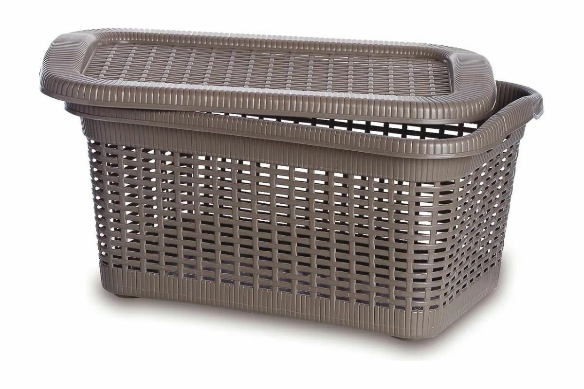 Корзина GENSINI Rattan 40 л, 59x40x29 см, с крышкой пластик, цвет ассорти 2169
