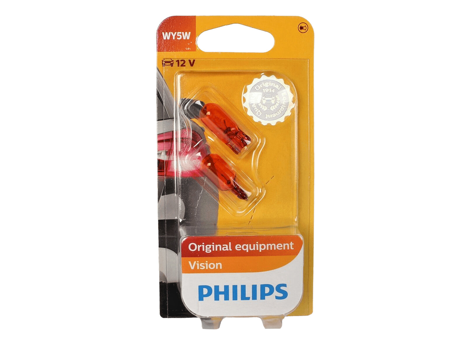 Лампа WY5W 12V PHILIPS P-12396-2бл желтая блистер комплект