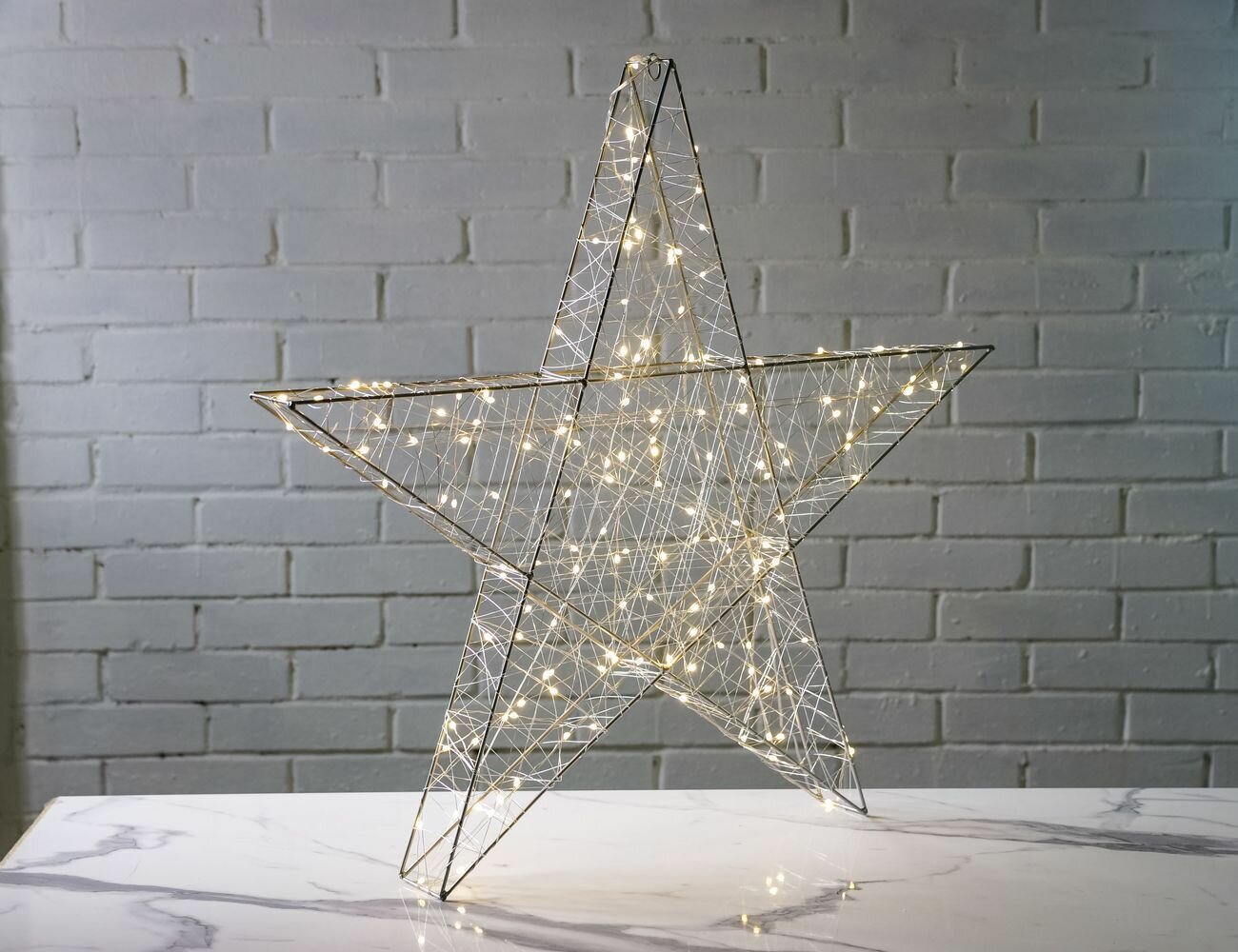 Подвесное декоративное украшение-звезда этуаль ТРЕ гран, 160 тёплых белых микро LED-огней, 78 см, уличная, Edelman 1068453