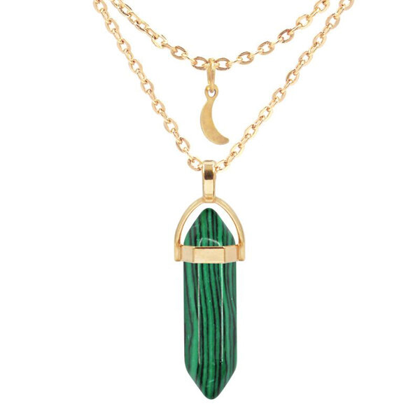 Кулон - маятник для биолокации на цепочке с камнем Малахит, размер камня: 33х9мм, длина цепочки: 42см, Foresta di Odori