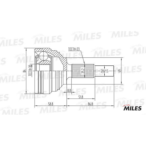 Miles GA20396 (GA20396) шрус Renault (Рено) logan / Clio (Клио) II / Megane (Меган) II 1.4-1.6 02- нар.