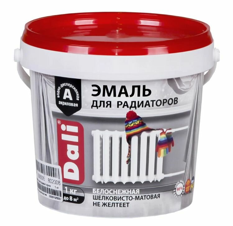 Эмаль для радиаторов Dali 1 кг полуматовая белая