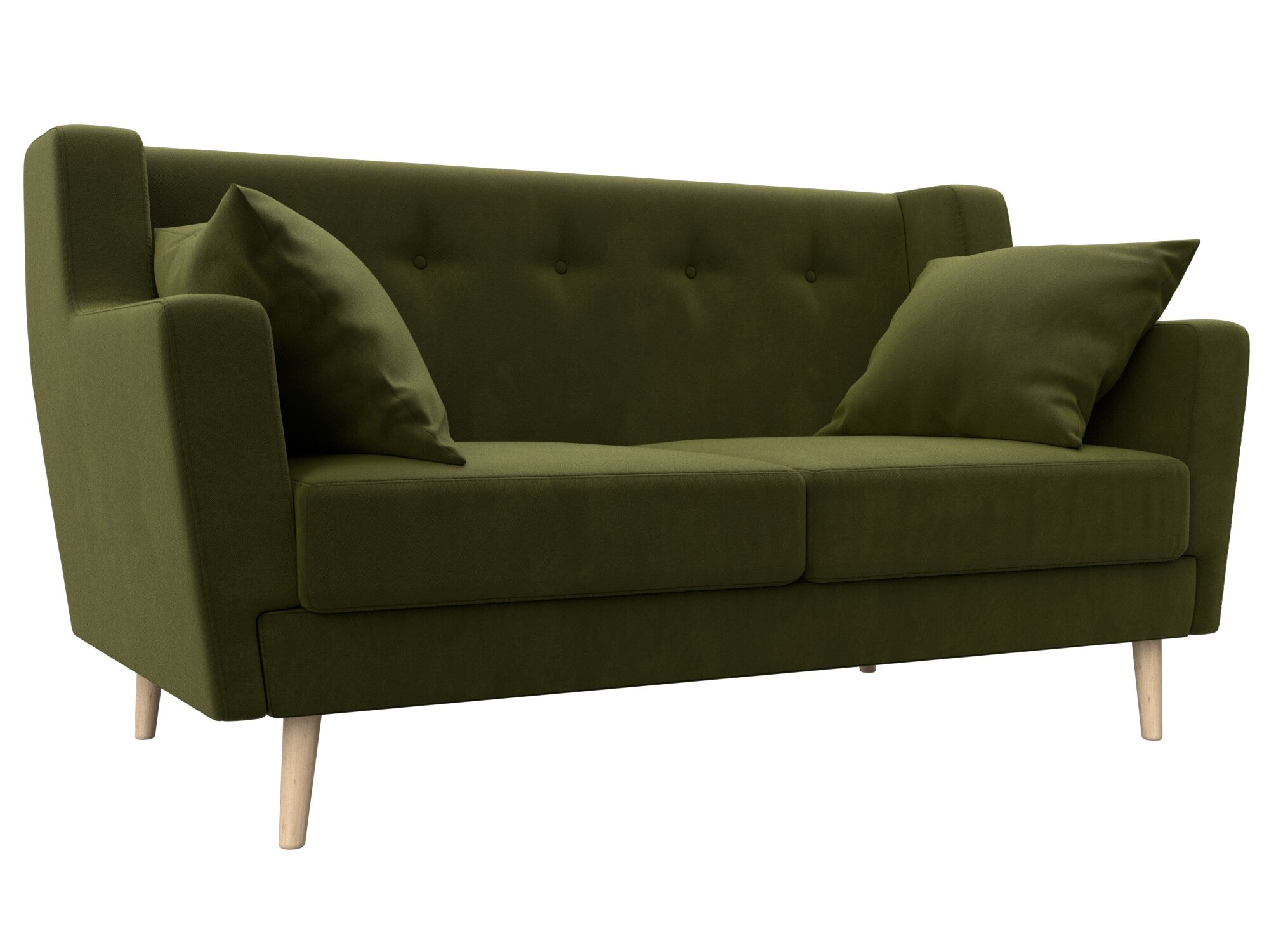 Диван кухонный прямой Брайтон 2, микровельвет, механизм нераскладной, зеленый, 139x77x85см. Хит Диванов