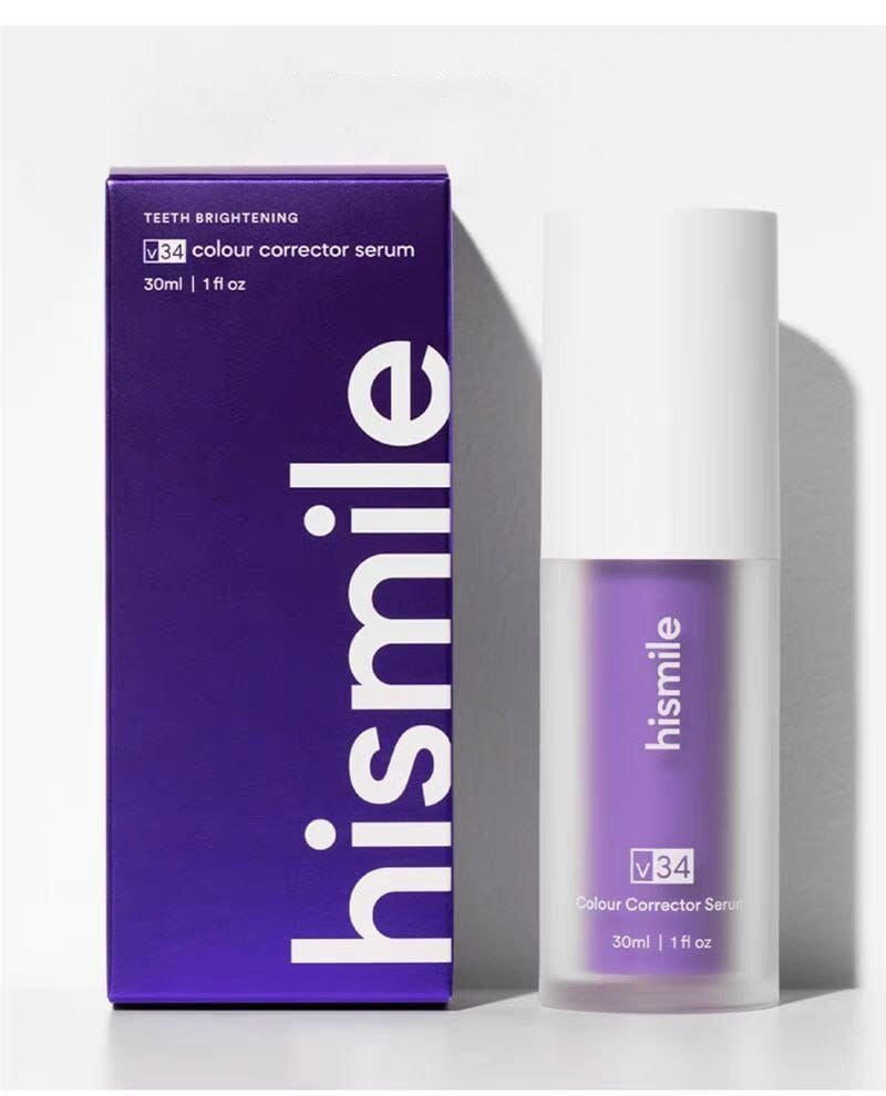 Зубная паста отбеливающая HISMILES V34, с дозатором, 30 мл, фиолетовое отбеливание зубов и удаление пятен на эмали