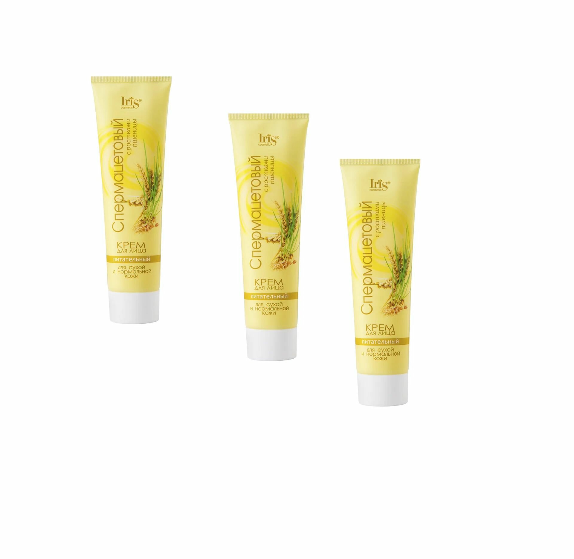 Iris cosmetic Крем для лица, Спермацетовый, с пшеницей, 100 мл, 3 шт
