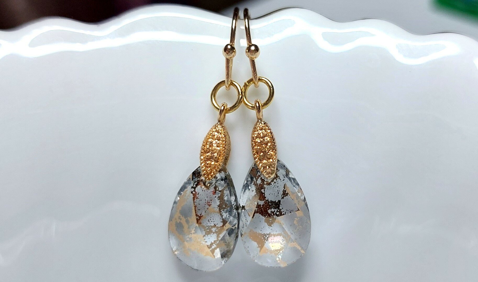 Серьги с подвесками, кристаллы Swarovski