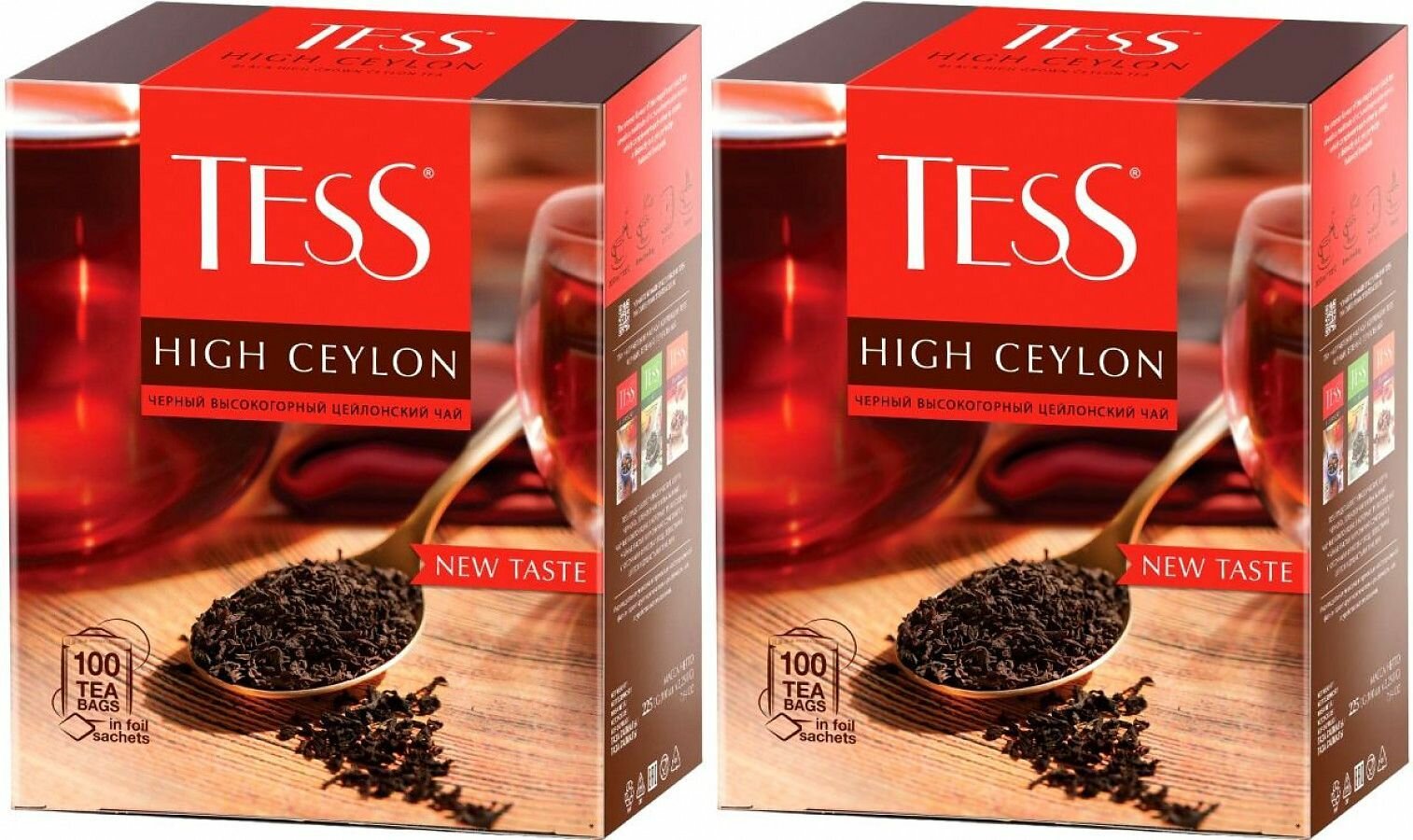 Tess Чай черный High Ceylon, 100 пакетиков по 2,25 г в уп, 2 уп