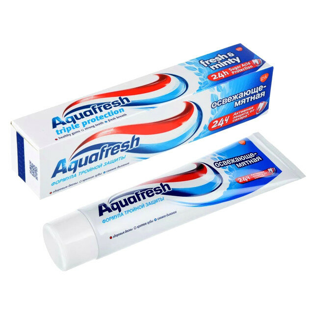 AQUAFRESH Total Care Освежающая Мята зубная паста 100 мл для крепких зубов