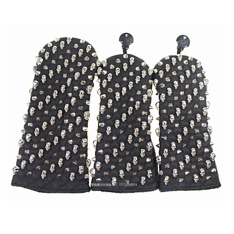 Набор клюшек для гольфа "Череп", деревянные, с серебряными заклепками, 3 шт