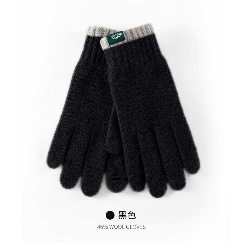 Зимние уличные повседневные спортивные велосипедные перчатки для вождения, теплые, без пальцев, с сенсорным экраном, с флисовой подкладкой, утолщенные, вязаные перчатки из шерсти