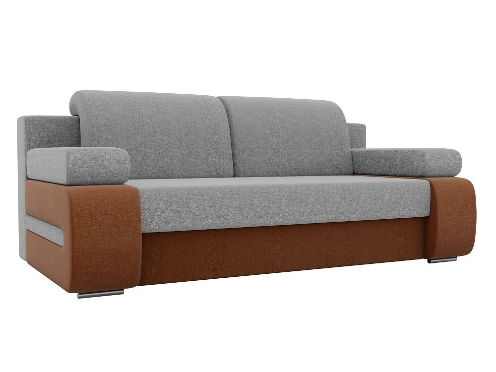 Прямой диван Денвер Евро Серо-Коричневый Рогожка, еврокнижка, 200х107х100 см, с ящиком для белья