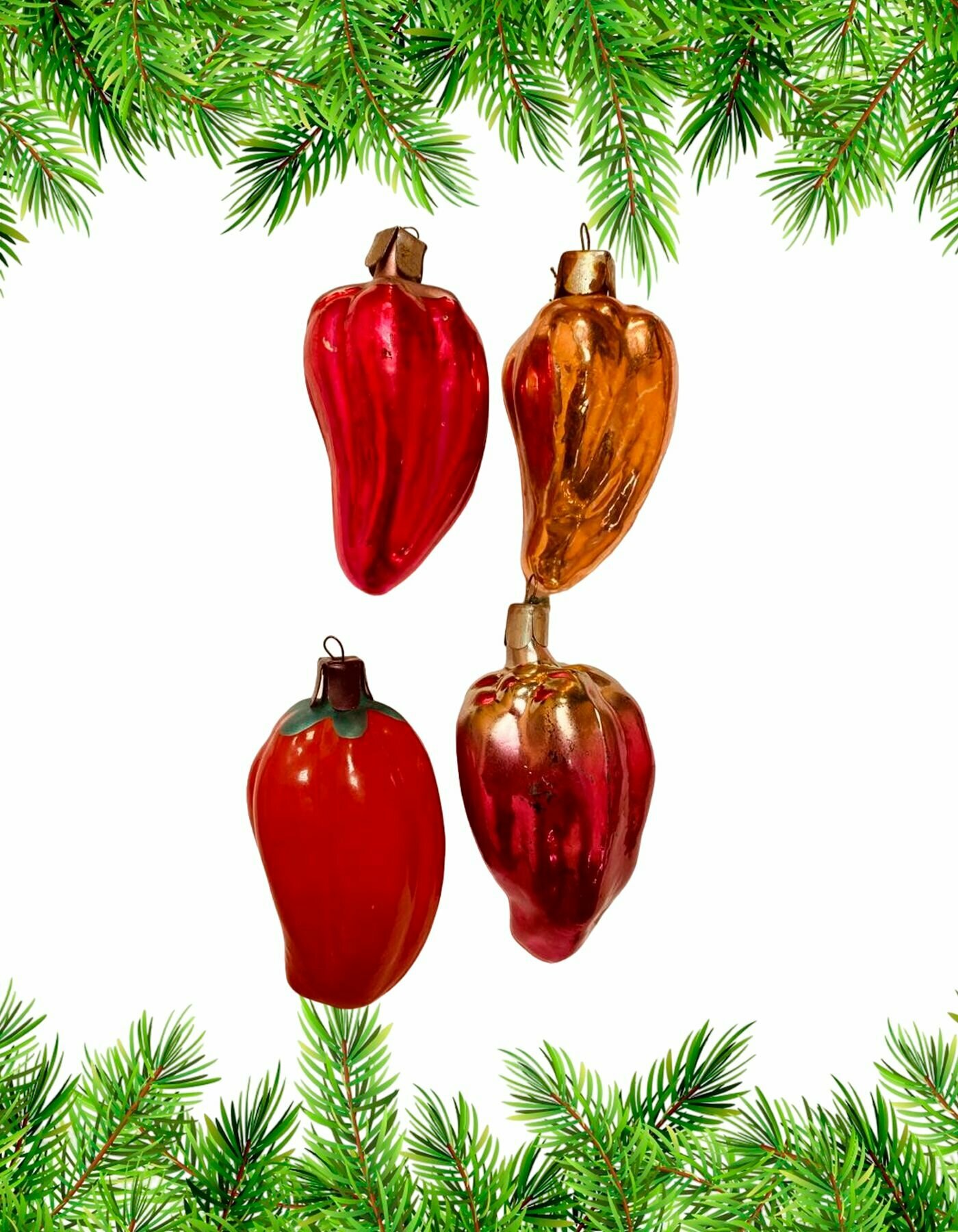 Игрушка на елку Набор Перцов 7-8,5см Винтаж из СССР