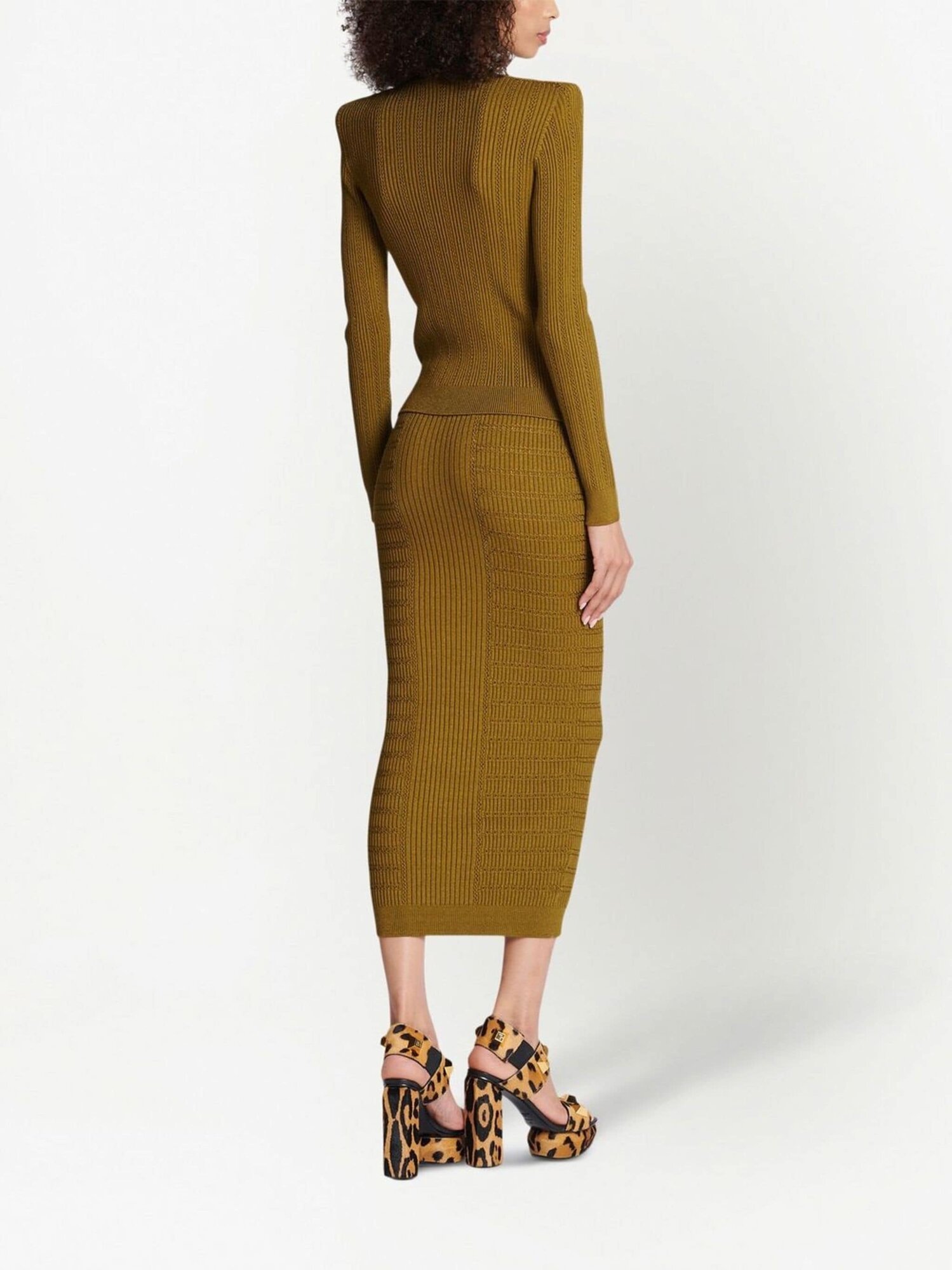 Топ BALMAIN Button-front knitted top, размер 40, gold — фото 1