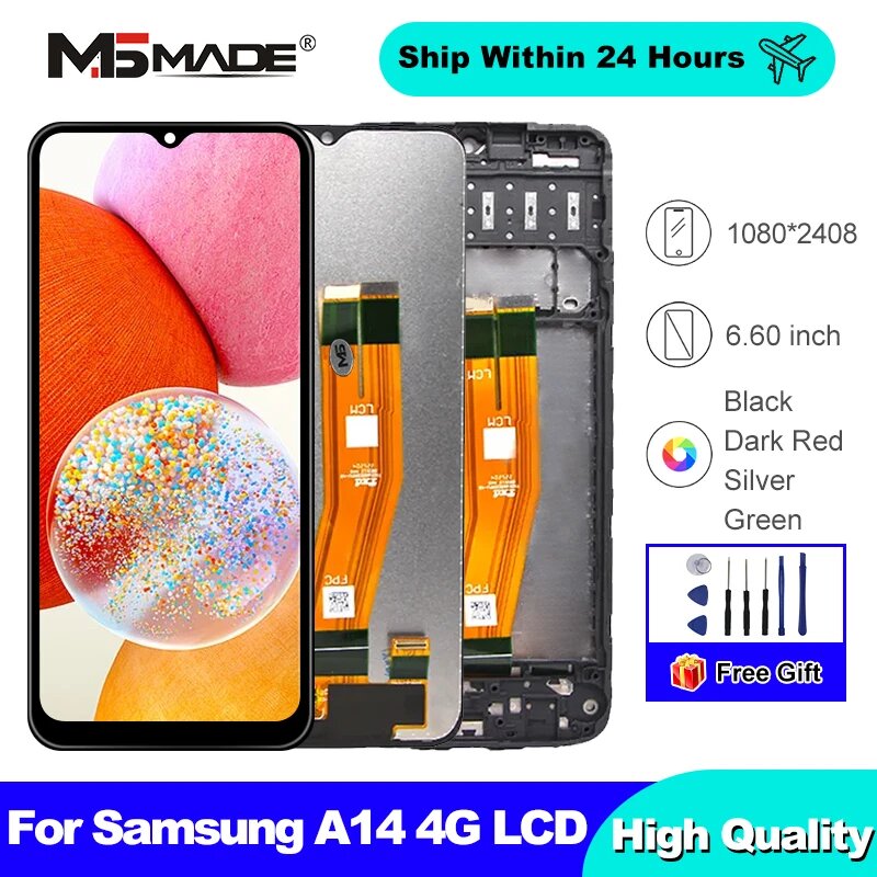 Дисплей IPS LCD Для Samsung Galaxy A14 4G С Цифровым Сенсорным Экраном, Совместимый С 4G No Frame