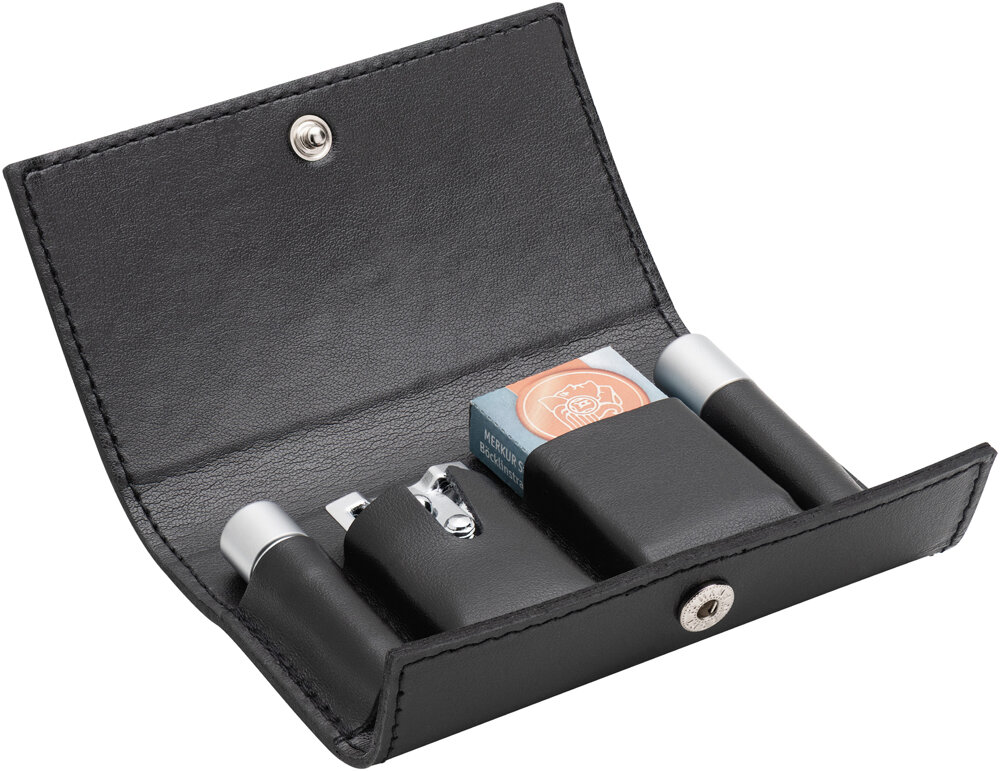 Станок Т- образный для бритья MERKUR хромированный, разборный, в чехле из натуральной воловьей кожи, шт