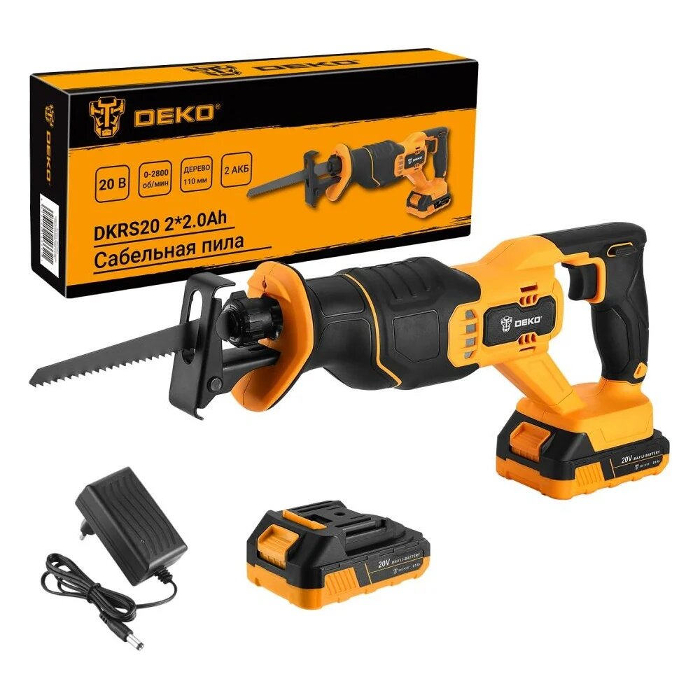 Аккумуляторная сабельная пила DEKO DKRS20, 20В, 2х2.0Ач 063-4253, 20 В