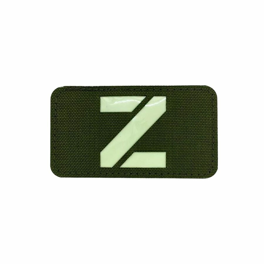 Нашивка , патч (шеврон) Z ткань олива буква светящаяся в темноте 5x9см