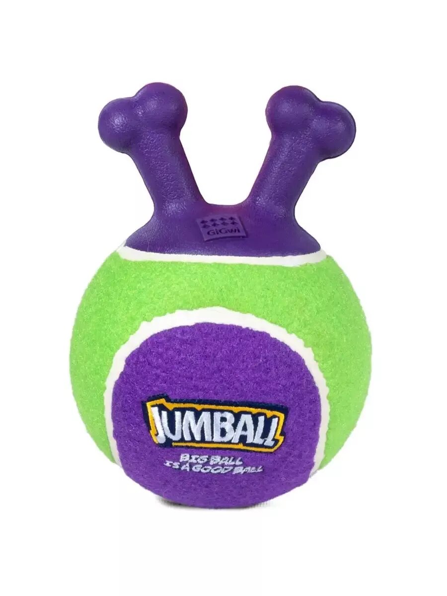 Игрушка для собак GiGwi Jumball мяч теннисный с ручками зеленый 18 см