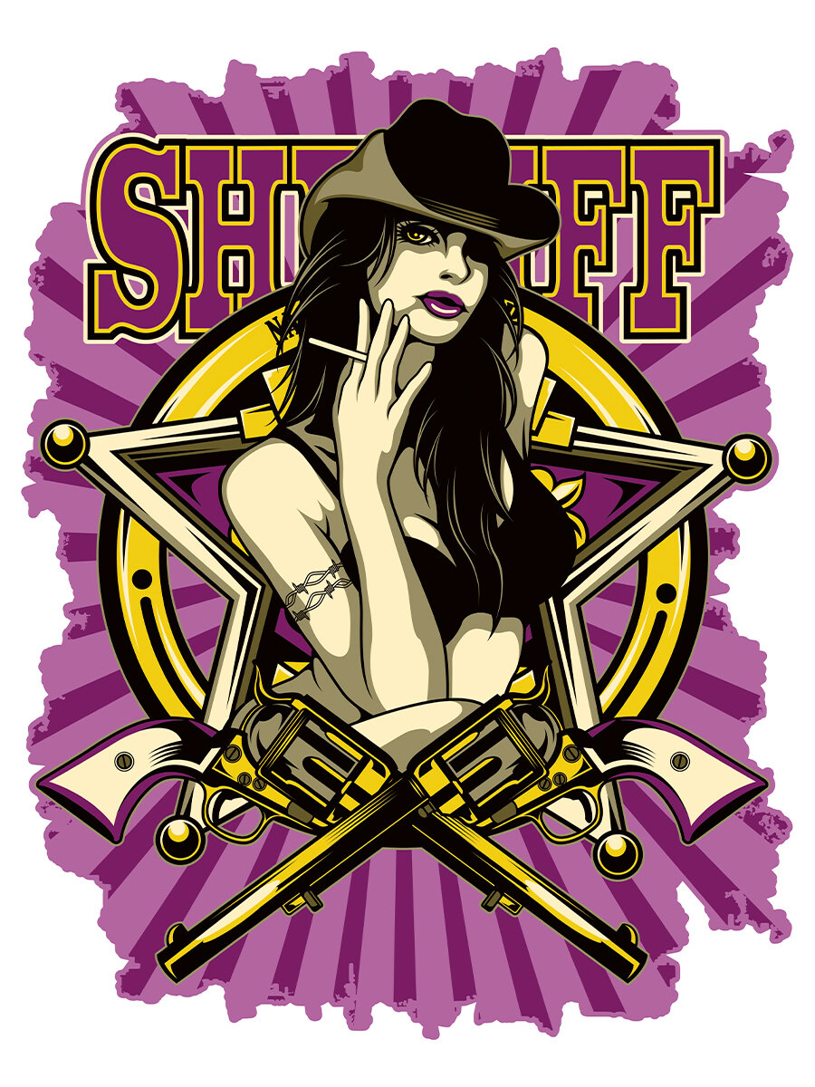 Наклейка интерьерная Девушка шериф