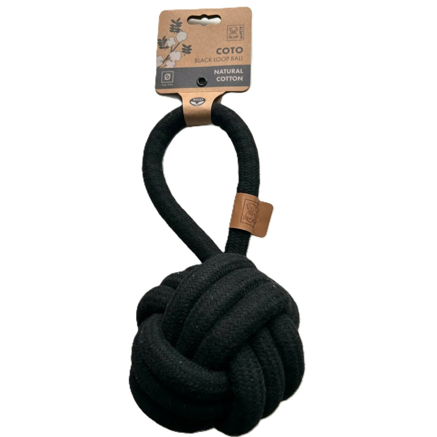 M-PETS Игрушка для собак мяч-петля, хлопок черный 7см