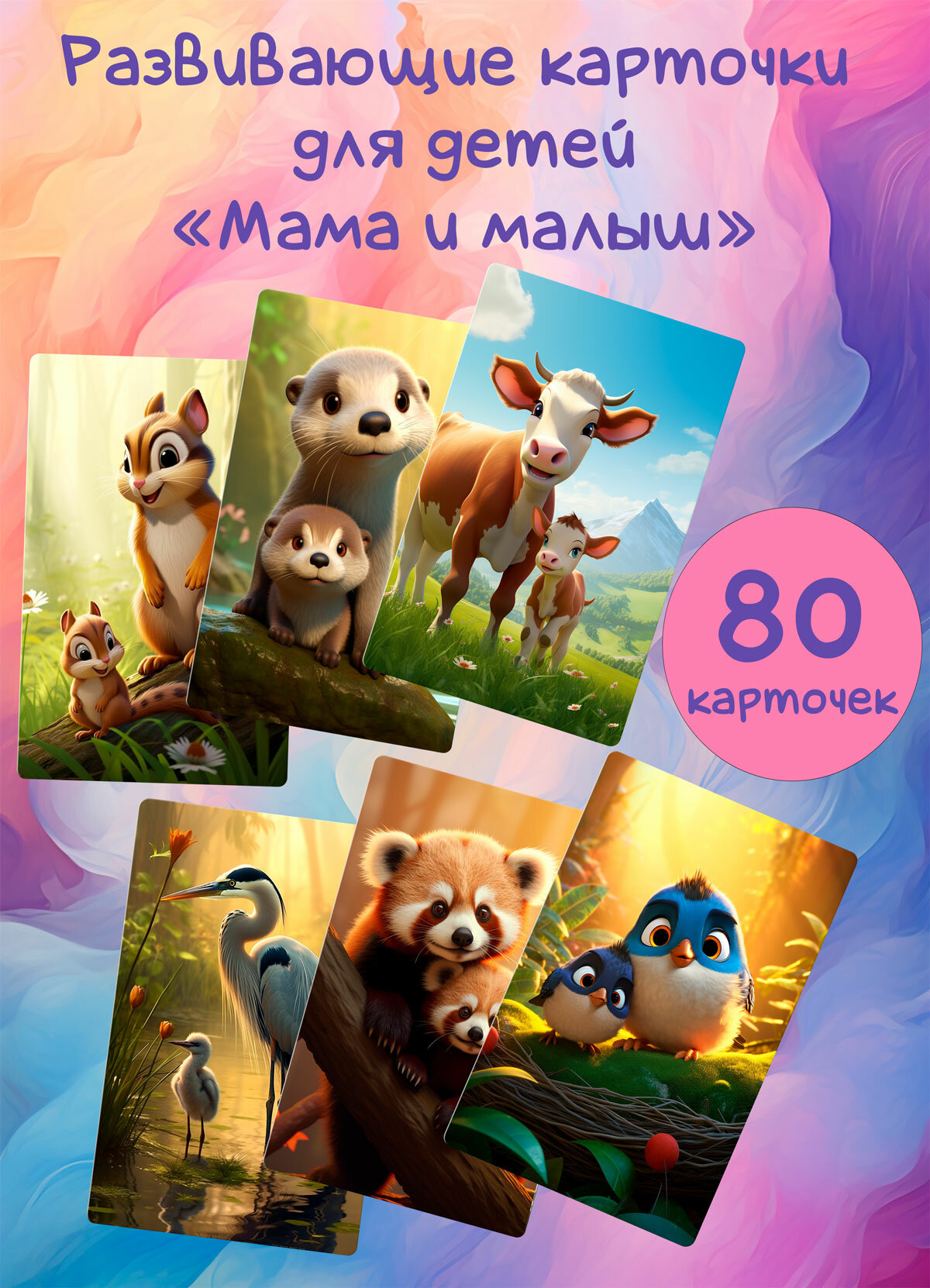 Развивающие карточки для детей "Мама и малыш"