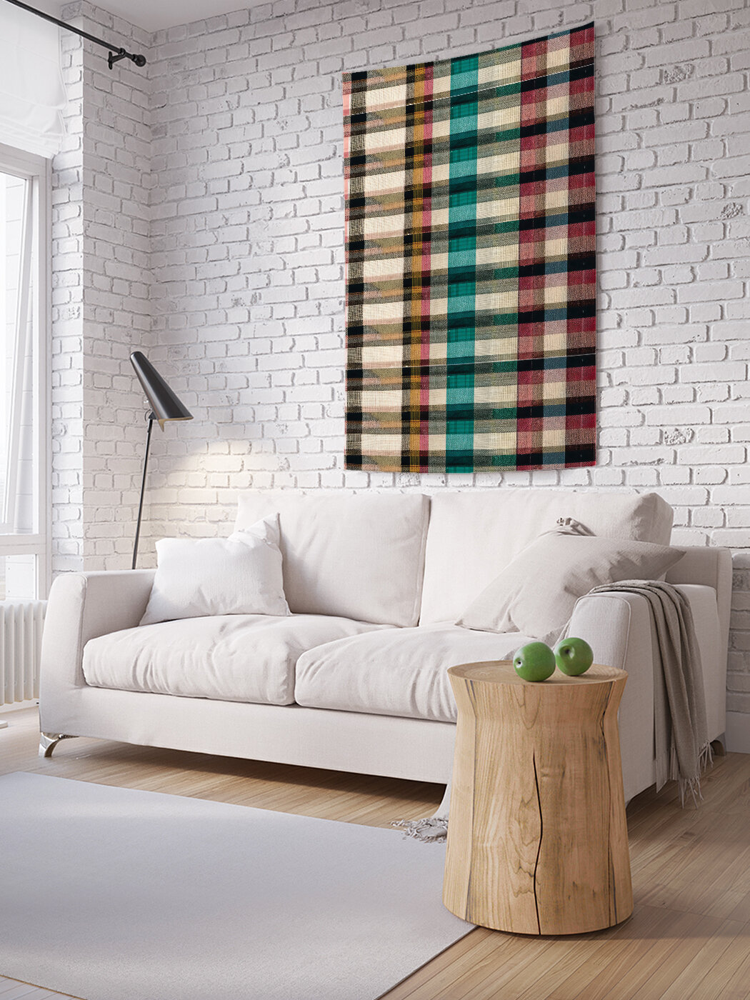 Фотопанно на стену вертикальный из ткани постер 100х150 "Красочная клетка", JoyArty