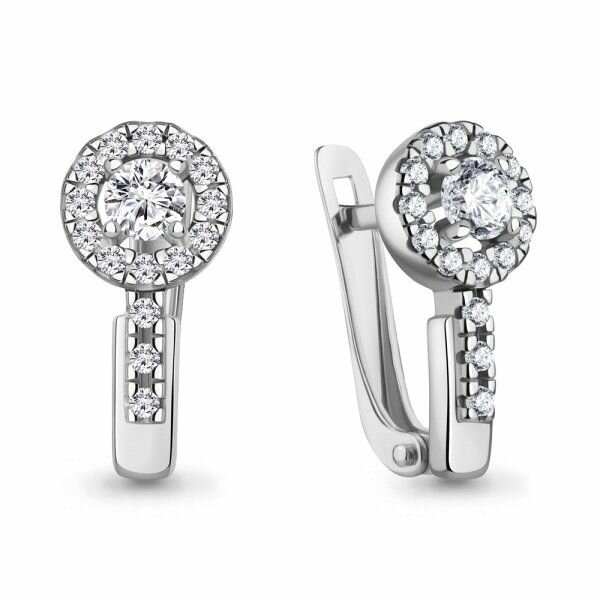 Серьги, серебро, 925 проба, родирование, фианит