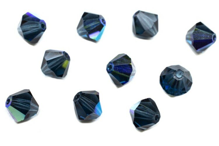 Бусины биконусы хрустальные 6мм, цвет MONTANA AB, 747-023, 10шт