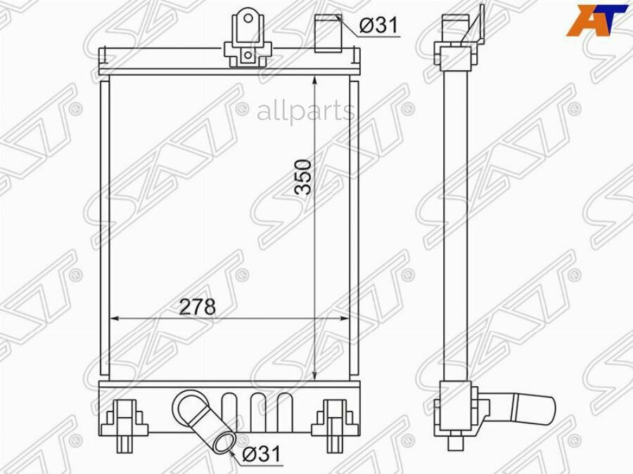 SAT TY0010-KDH200S Радиатор Toyota Hiace 04-13 / Regius Ace 04-13