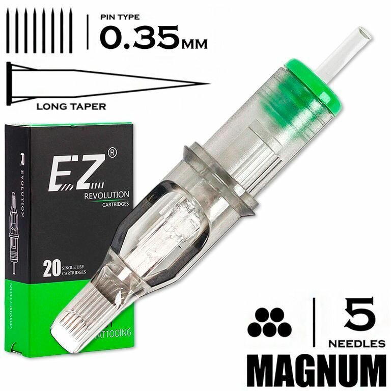 Ez Revolution тату картриджи 35/1205MG Magnum Long Taper (20 шт/уп)