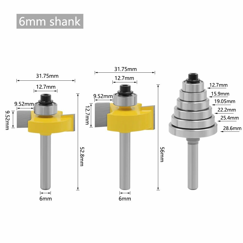 Фрезы для дерева 6mm shank, 3шт. LA VIE