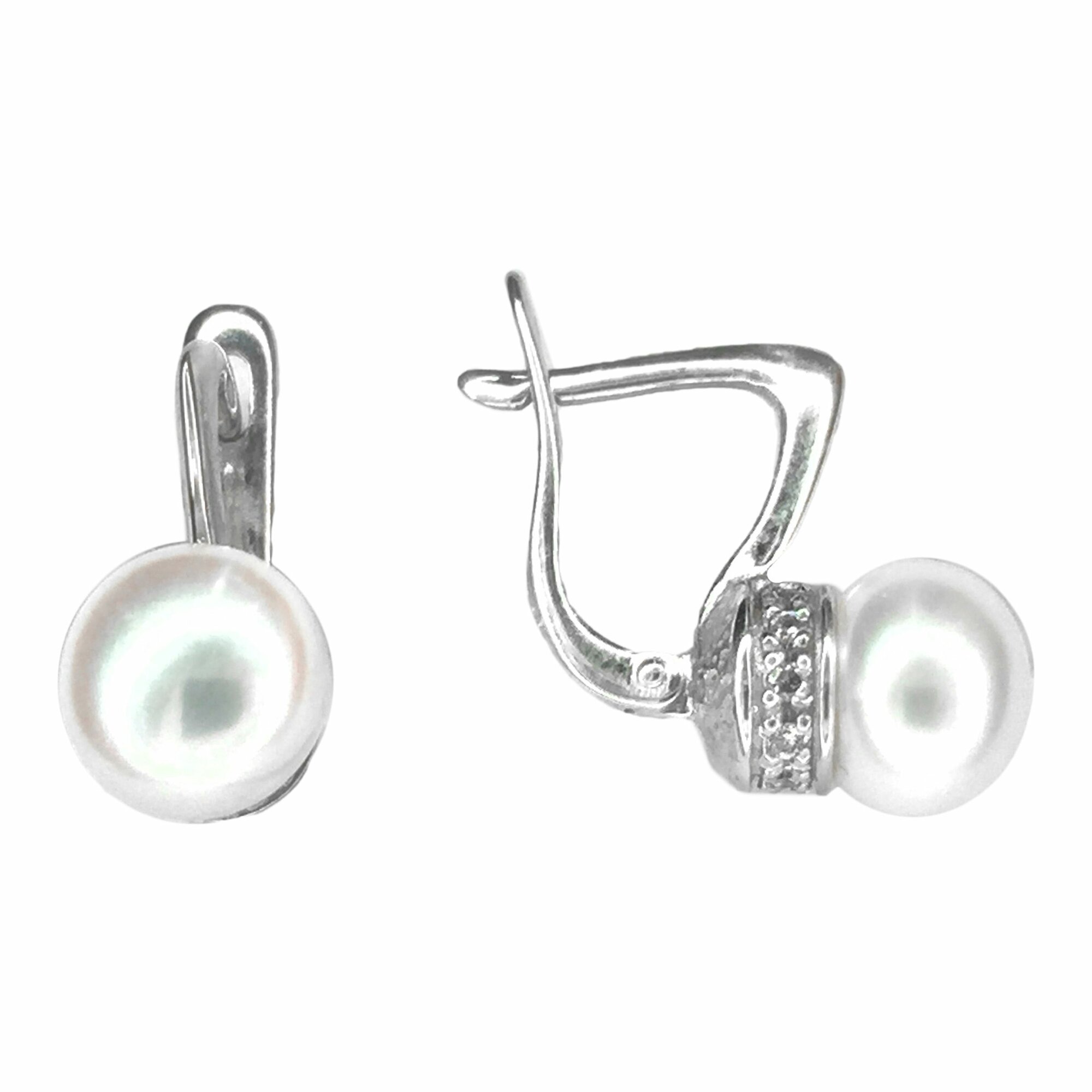 Набор серег, серебро, 925 проба, родирование, жемчуг